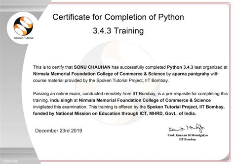 Pythoncertified Spokentutorial Iitbombay Nmfccs Sonu Chauhan