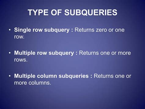 Sql subquery | PPTX | Databases | Computer Software and Applications
