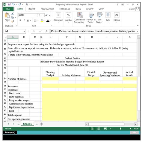 solved preparing a performance report using excel s abs if