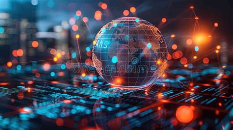 Illustration Of A Digital Globe With Network Lines And Data Points Symbolizing Global