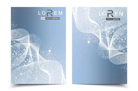 과학 브로셔 디자인 서식 파일입니다 벡터 플라이어 레이아웃 연결 된 라인과 점을 가진 분자 구조 잡지 전단지 표지 포스터