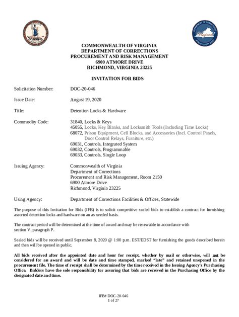 Solicitation Number Doc 20 046 Doc Template Pdffiller