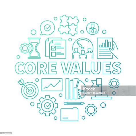 Core Values Vector Round Modern Outline Illustration Stock Illustration
