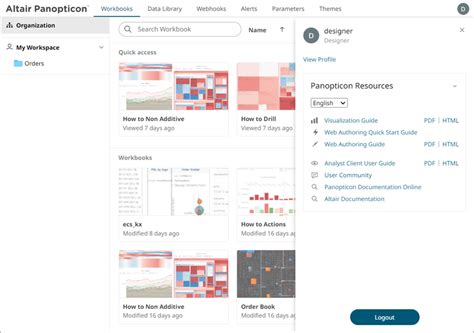 Altair Panopticon Web Authoring Help Reset The Workbook Editor Tour