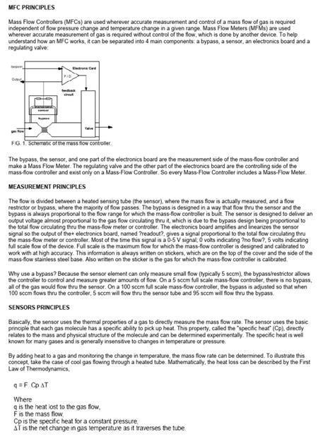 Mass Flow Controllers Mfc Principles Pdf Gases Heat