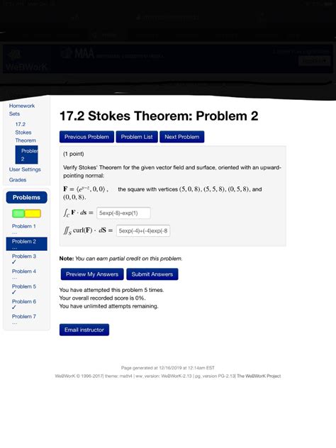 Solved Homework Sets Stokes Theorem Problem Chegg