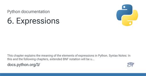 6 Expressions — Python 3 15 0a0 Documentation