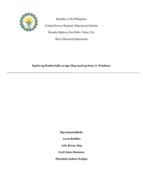 Pwede But Kulang Too Epekto Ng Pambu Bully Sa Mga Mag Aaral N Pdf