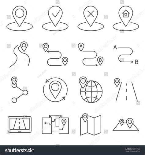 Simple Set Route Related Vector Line Stock Vector Royalty Free 703729522 Shutterstock