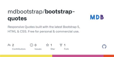 GitHub Mdbootstrap Bootstrap Quotes Responsive Quotes Built With The Latest Bootstrap 5 HTML