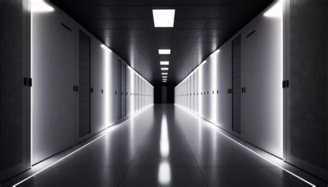 Premium Ai Image Data Center With Rows Of Servers Big Data Storage Room With Many Blinking