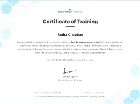 Completed 8 Week Course On Data Structures And Algorithms Smita Chauhan