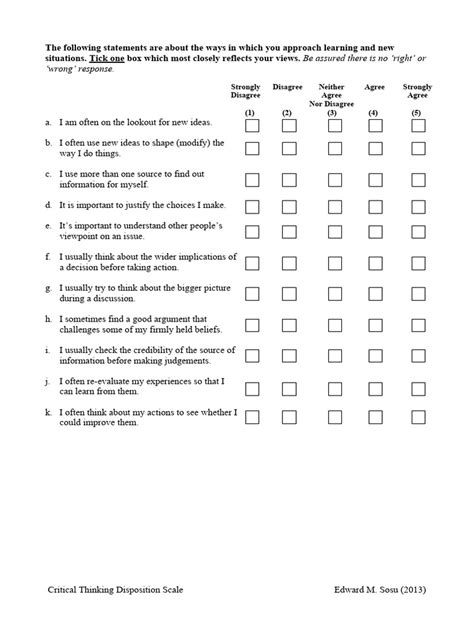 Critical Thinking Disposition Scale Pdf