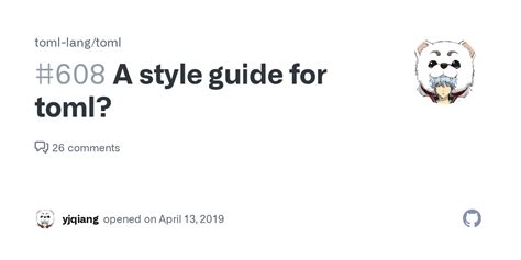 a style guide for toml · issue 608 · toml lang toml · github