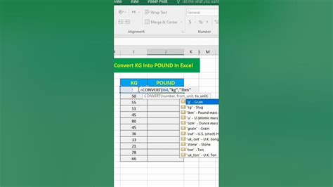 Convert Kg Into Pound In Excel 🔥 Excel For Fresher Excel Shorts Itsoftwares Exceltips