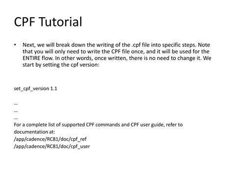 Ppt Cpf Tutorial Powerpoint Presentation Free Download Id 2123561