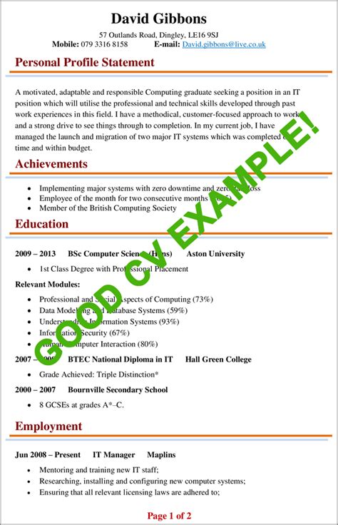 Cv Examples Example Of A Good Cv Biggest Mistakes To Avoid Artofit