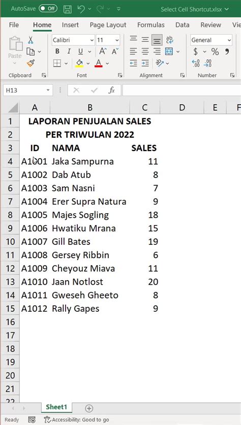 Seleksi Tabel Dengan Shortcut Risalahexcel Belajarexcel