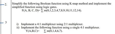 solved simplify the following boolean function using k map