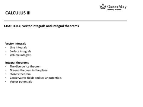 PPT Vector Integrals Line Integrals Surface Integrals Volume Integrals Integral Theorems