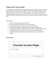 Assignment JQuery Plugins Pdf Assignment JQuery Plugins In This Assignment You Will