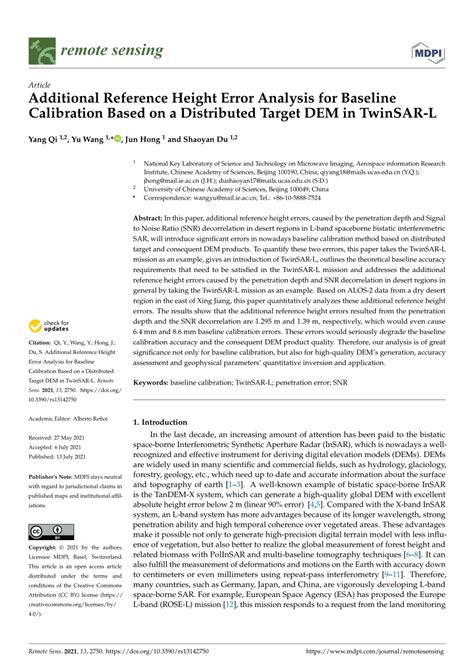 Pdf Additional Reference Height Error Analysis For Baseline