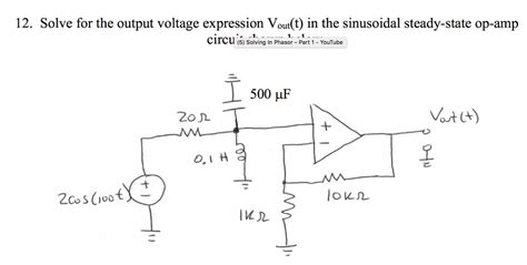 Solved 12 Solve For The Output Voltage Expression Voutt