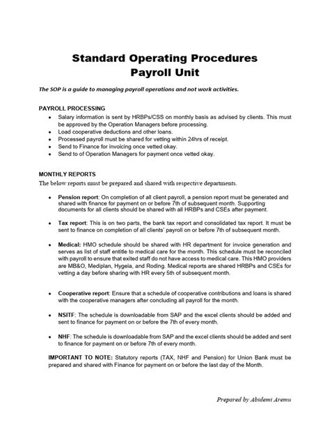 Sop Payroll Unit Pdf Employment Payroll Sop Payroll Unit Pdf Employment Payroll