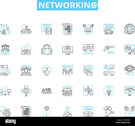 Networking Linear Icons Set Connected Collaborative Relationships Communication Contacts