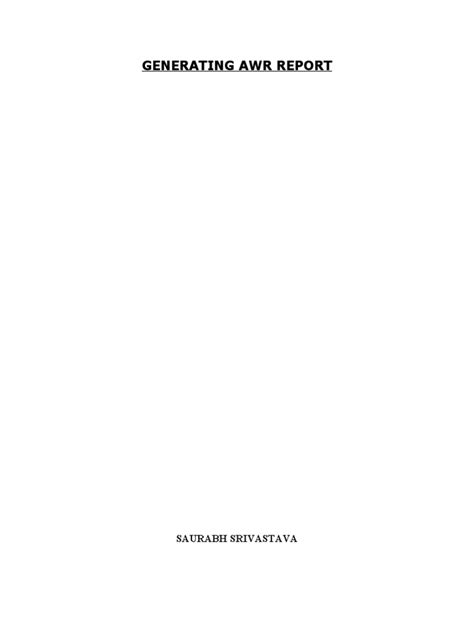 Generating Awr Report Pdf Operating System Technology Oracle Database