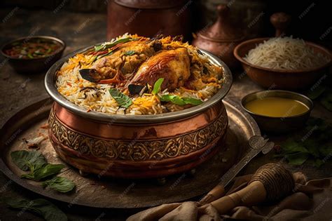 Premium Ai Image Hyderabadi Chicken Biryani Food Photos