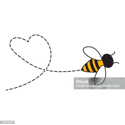 만화 꿀벌은 심장에 점선을 날리고 있다 사랑스러운 꿀벌 캐릭터 거리에 대한 스톡 벡터 아트 및 기타 이미지 거리 곤충 귀여운 Istock
