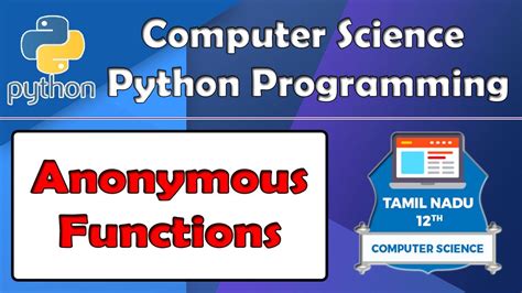 Python Anonymous Function And Return Statements Explanation In Tamil
