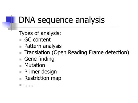 Ppt Part I Sequence Analysis Dna Bioinformatics Software