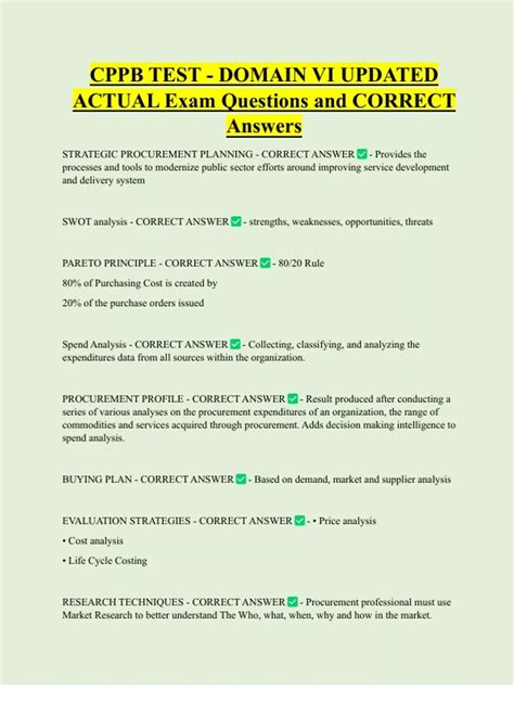 Cppb Test Domain Vi Updated Actual Exam Questions And Correct Answers Cppb Stuvia Us