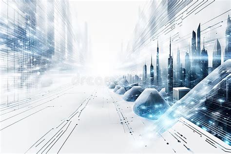 White Blue Abstract Technology Background With A Network Grid And Particles Connected Sci Fi