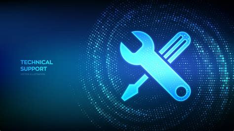 기술 지원 아이콘 고객 지원 온라인 기술 지원 고객 서비스 비즈니스 및 기술 개념 이진 코드 데이터 흐름 디지털 코드로 만든