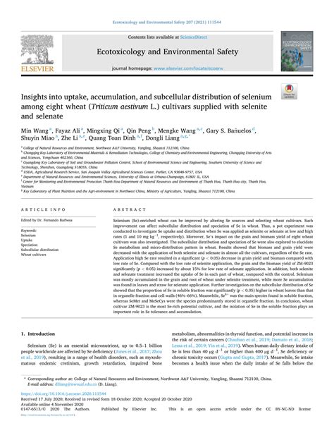 Pdf Insights Into Uptake Accumulation And Subcellular Distribution