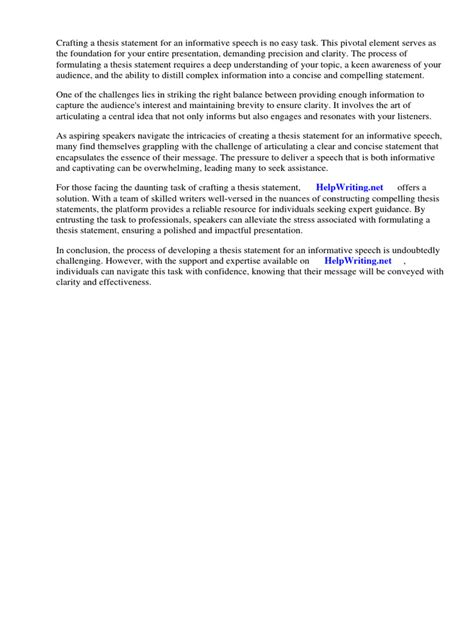 Examples Of A Thesis Statement For An Informative Speech Pdf Essays Thesis