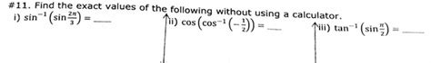 solved find the exact values of the following without suing