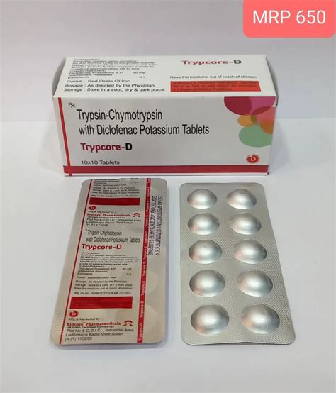 Trypsin Chymotrypsin Diclofenac Potassium Tablets At ₹ 650 Box Manimajra Id 2850227404562