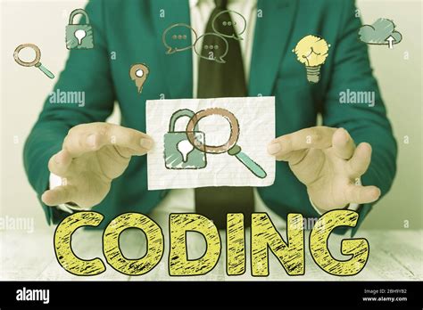 Handwriting Text Coding Conceptual Photo Assigning Code To Something