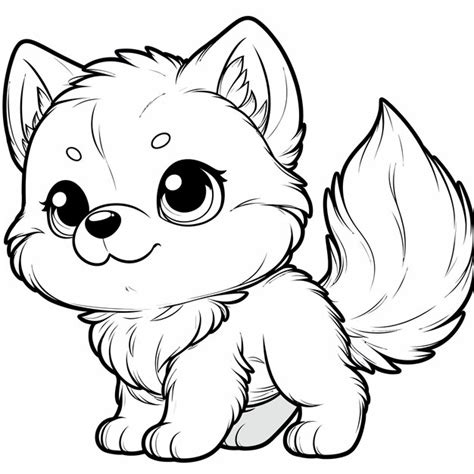 Premium Vector A Cartoon Drawing Of A Small Dog With Big Eyes And Tail