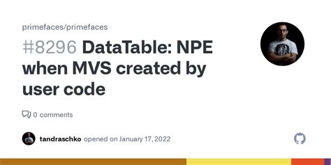 Datatable Npe When Mvs Created By User Code · Issue 8296 · Primefacesprimefaces · Github