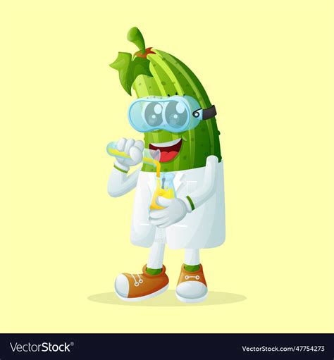 Cute Cucumber Character As Scientists Royalty Free Vector