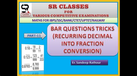 math bar questions short trick mixed recurring decimals into vulgar