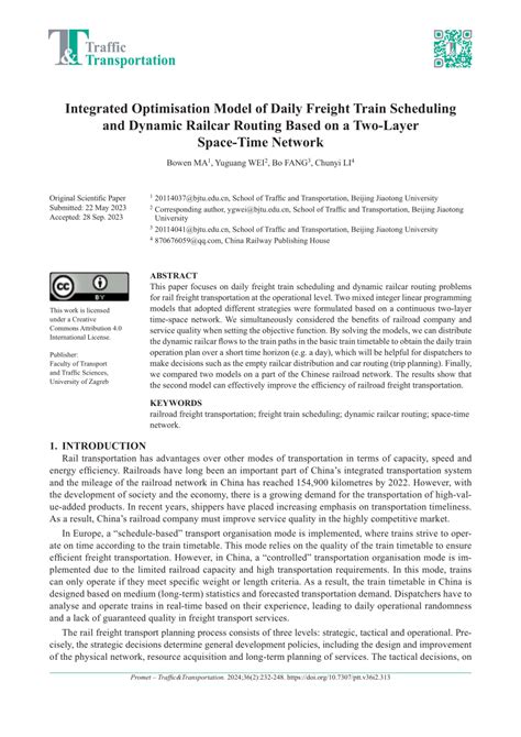 pdf integrated optimisation model of daily freight train scheduling