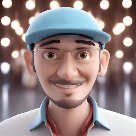 Free Photo Portrait Of A Smiling Man In A Cap D Rendering