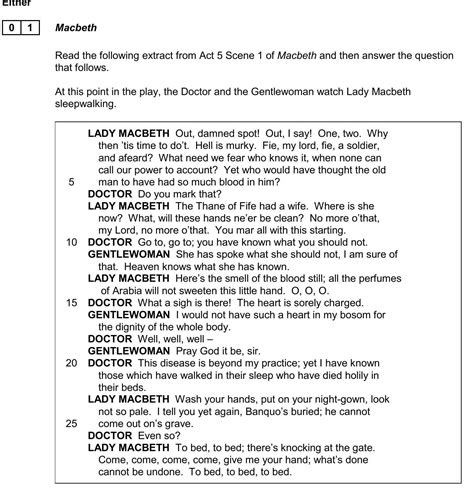 Gcse Aqa English Literature Macbeth Read The Following Extract From