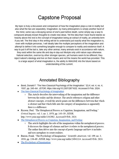 Capstone Proposal Annotated Bibliography Download Free Pdf Imagination Reality